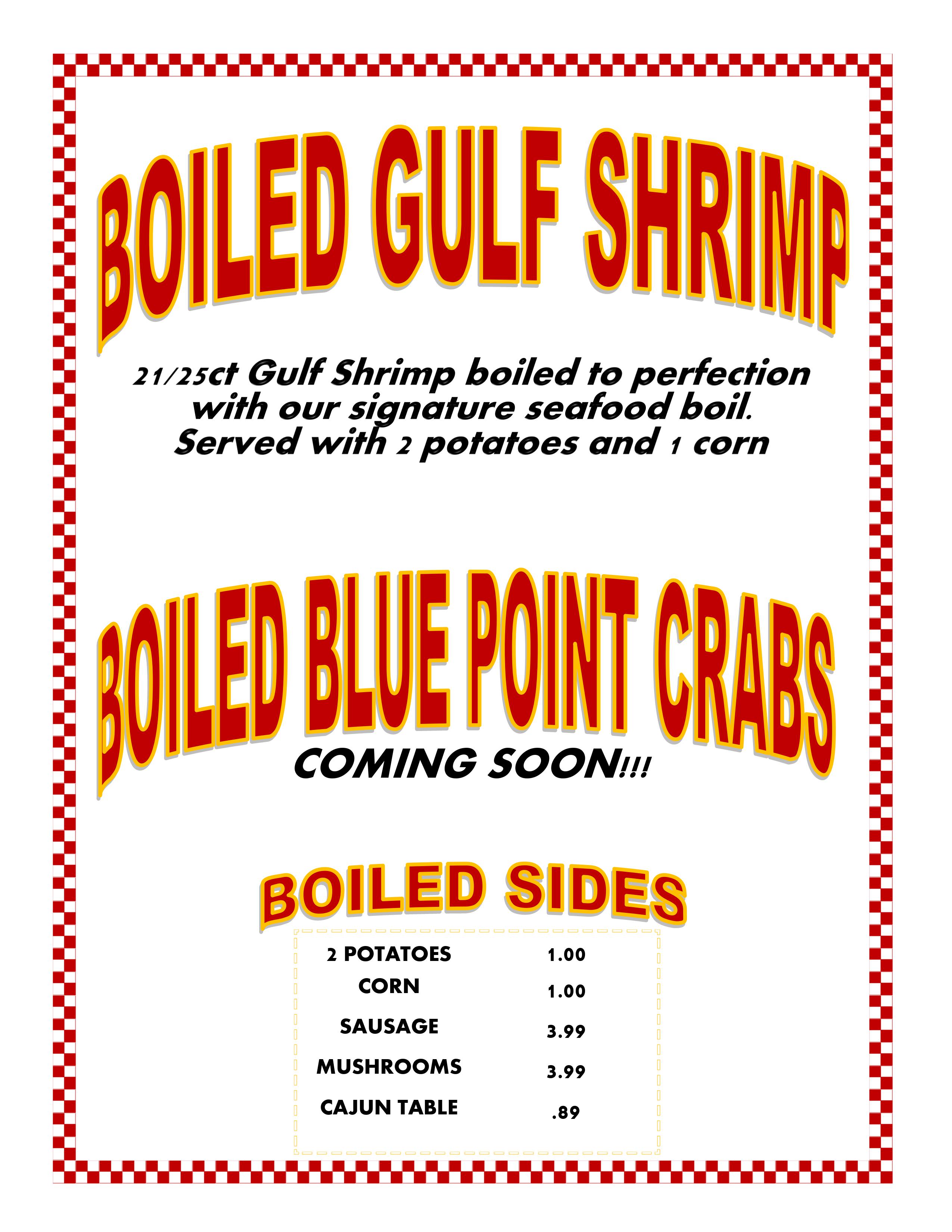 Restaurant Menu | The Cajun Table